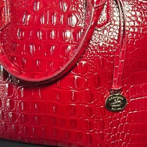 Brahmin | Bags | Brahmin Red Leather Satchel With Crocodile Texture ...